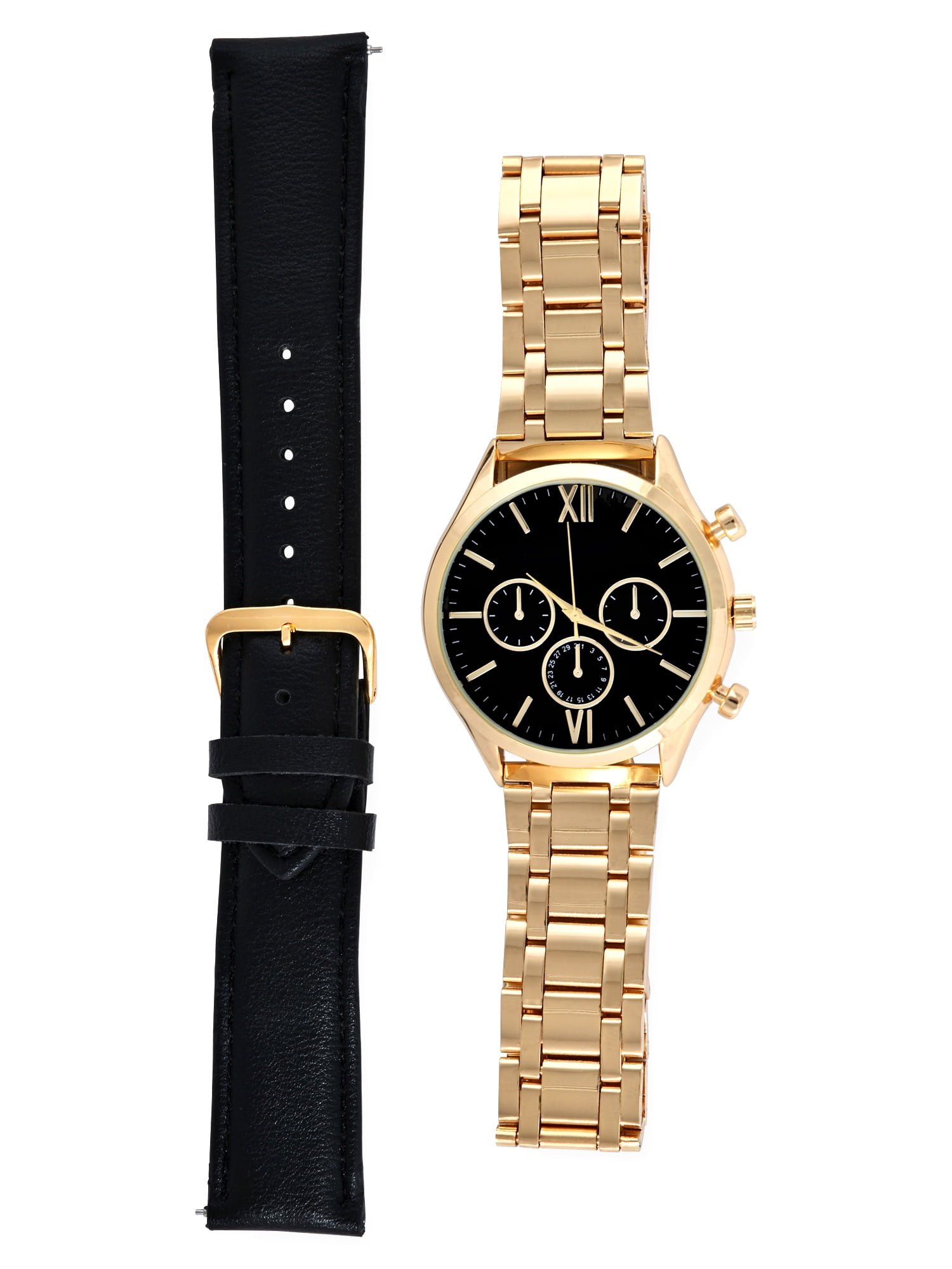 George Men's Interchangeable 2 Piece Watch with Gold Bracelet and Black ...