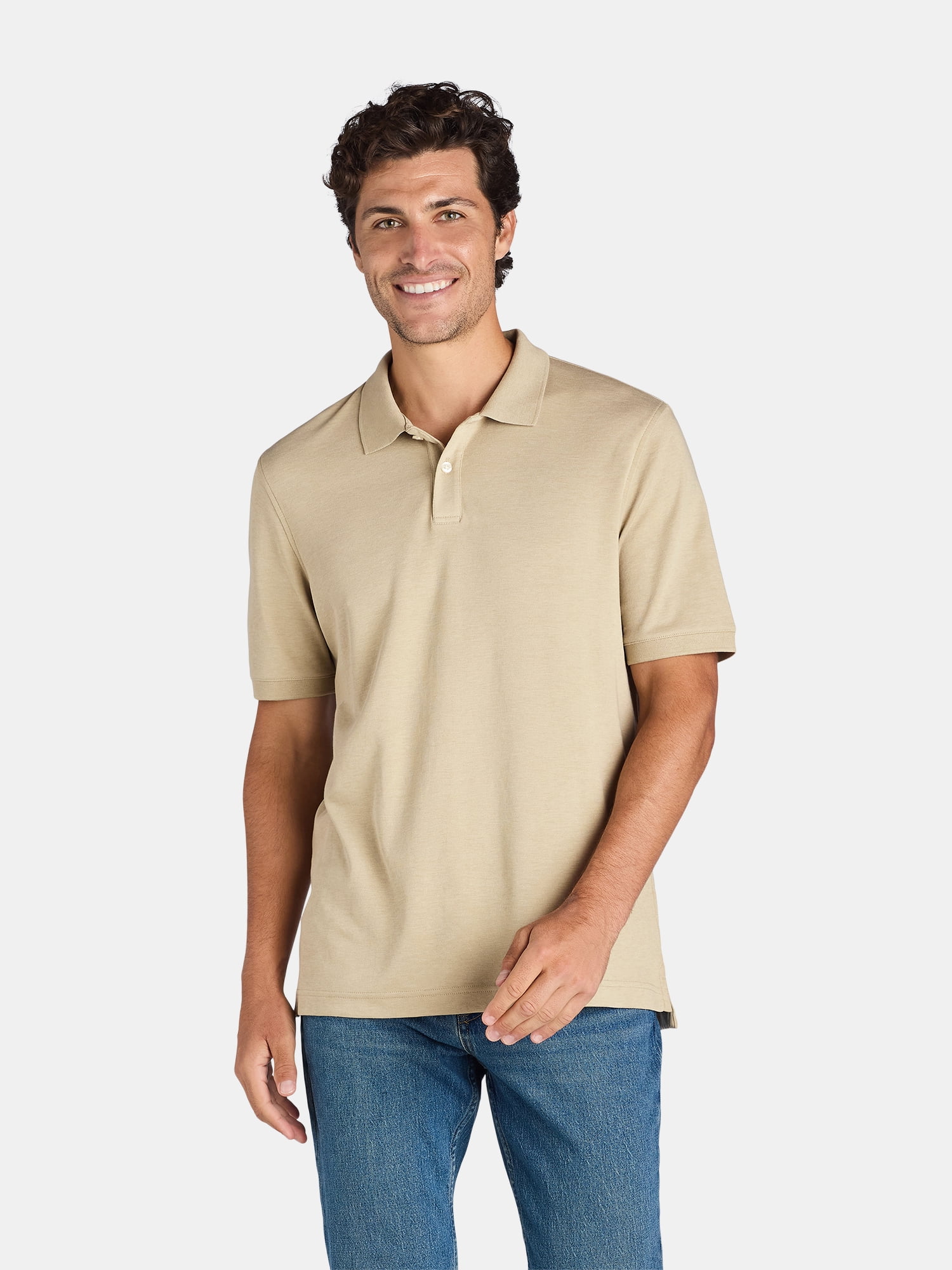 George Men's and Big Men's Interlock Polo Shirt with Short Sleeves ...