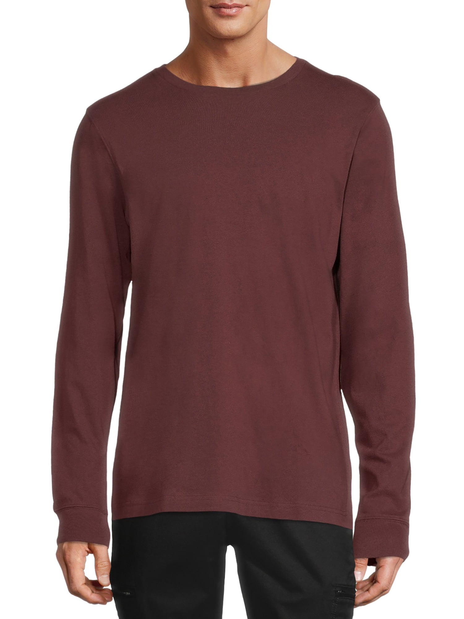 George Men's Long Sleeve Crew Tee - 100% Cotton Casual Basics Layer ...
