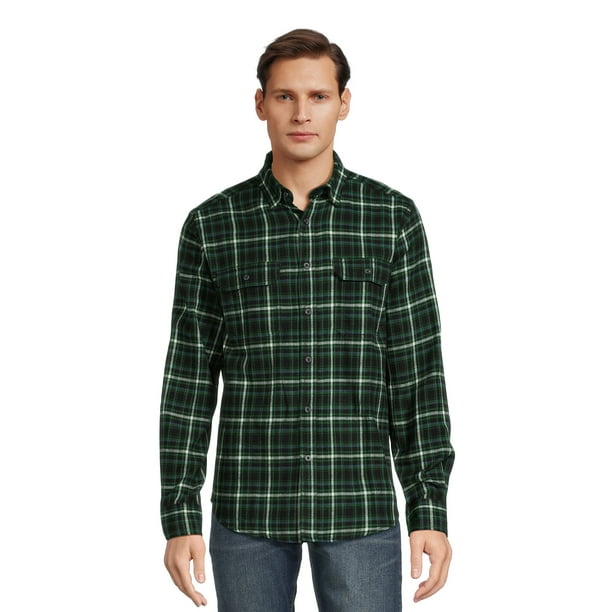 George Men's Long Sleeve Flannel Shirt, Sizes XS-3XLT - Walmart.com