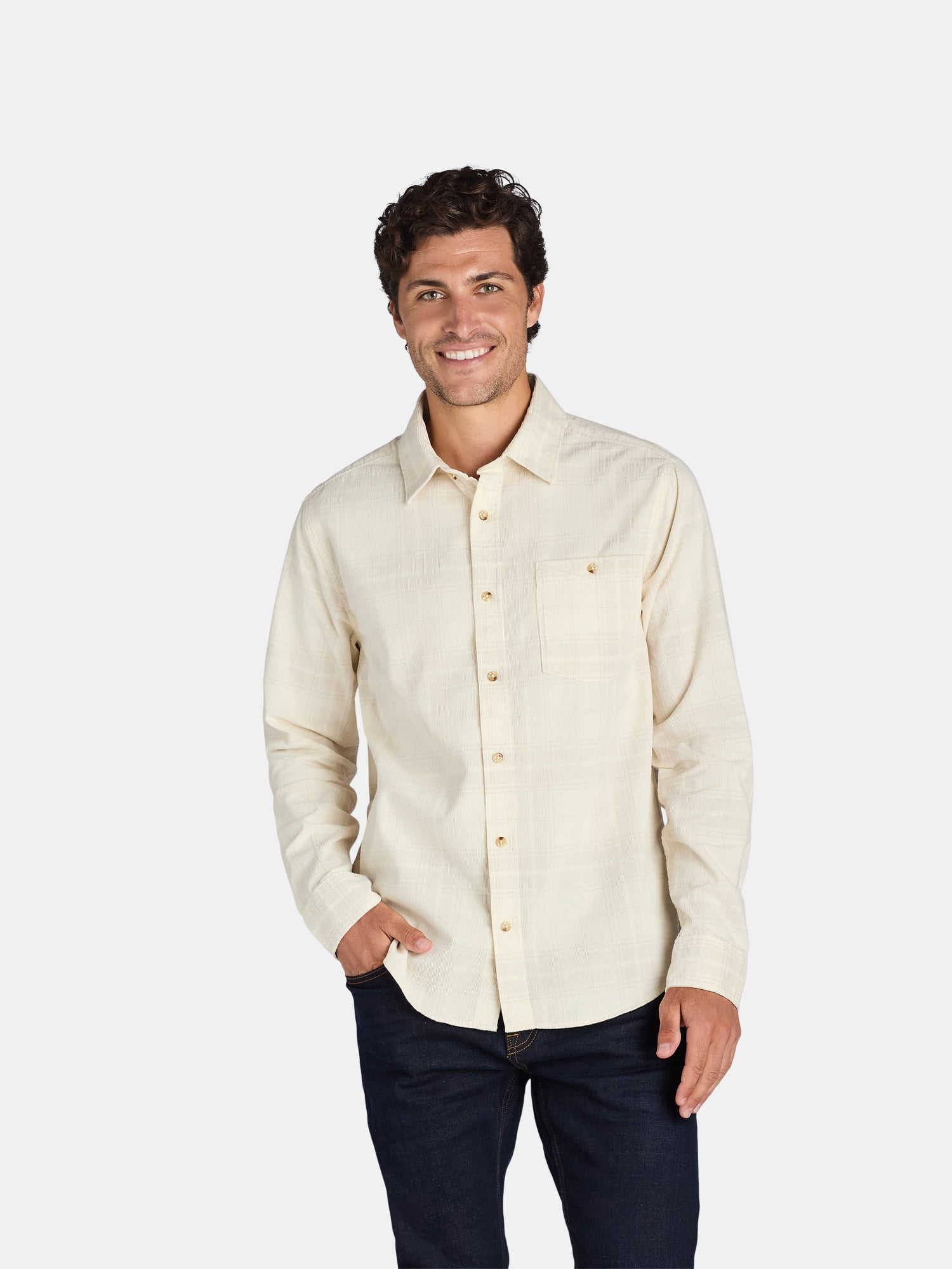 George Men's and Big Men's Corduroy Shirt with Long Sleeves, Sizes S ...