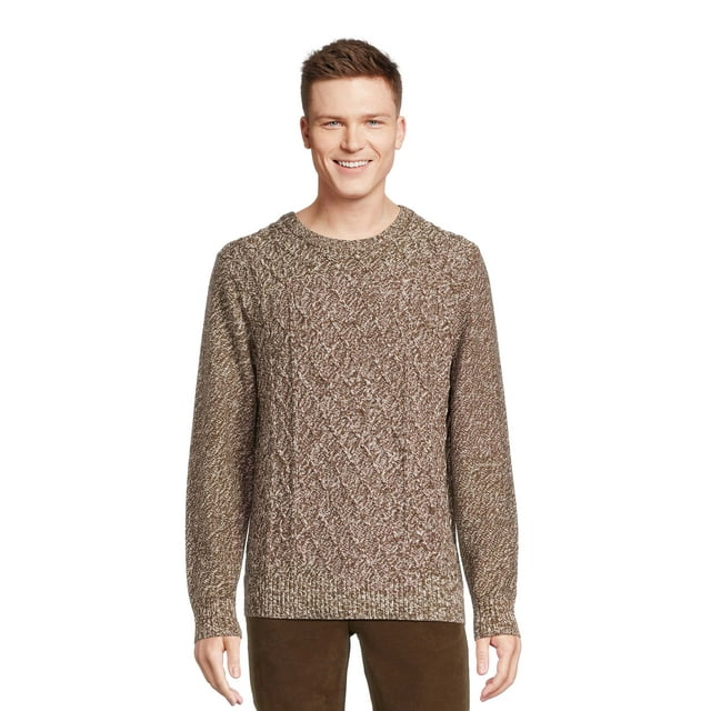 George Men's Marled Crewneck Pullover Sweater, Long Sleeves, Sizes S ...