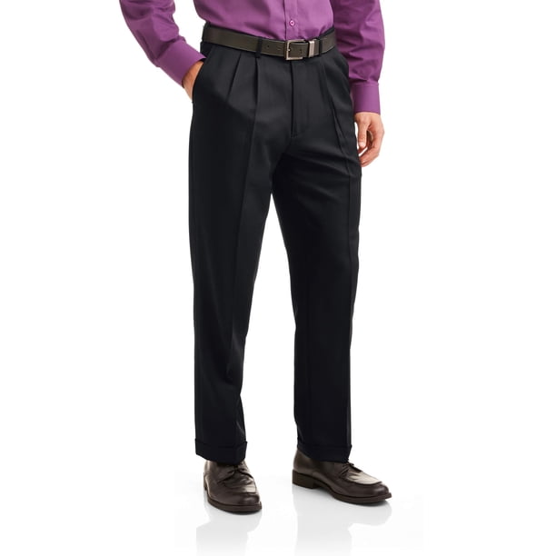 George Men's Microfiber Performance Pleated Dress Pant - Walmart ...