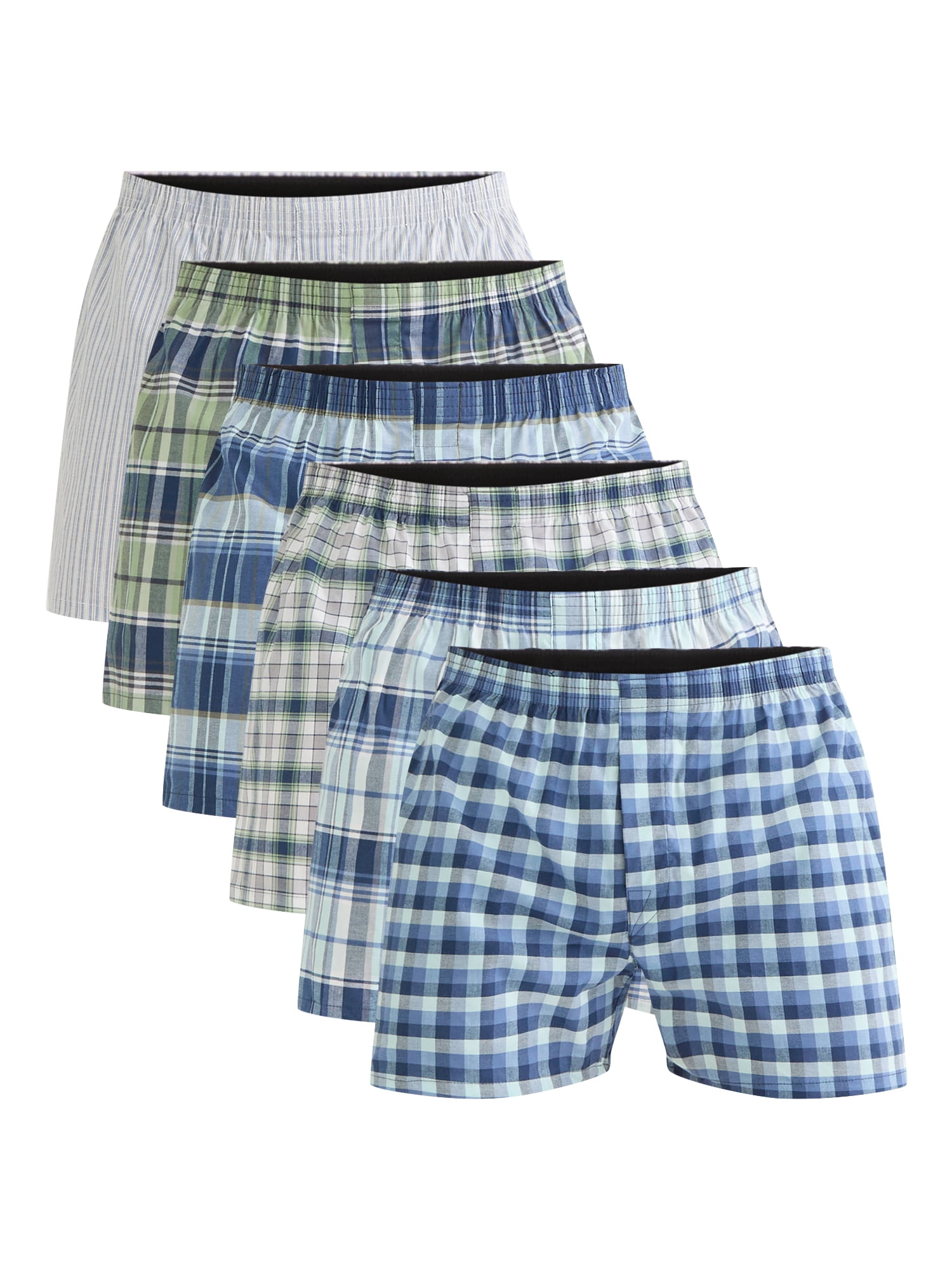 George Men's Moisture-Wicking Stretch Woven Boxers 6-Pack Sizes S-2XL ...