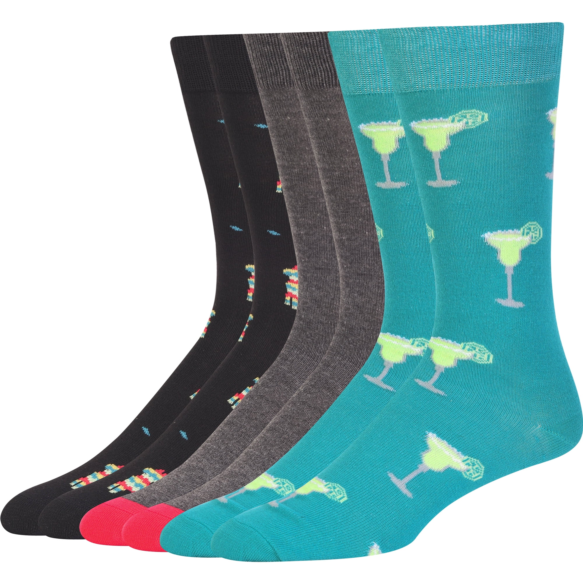 George Men's Novelty Fiesta Crew Socks, 3 Pack, 6-12 - Walmart.com