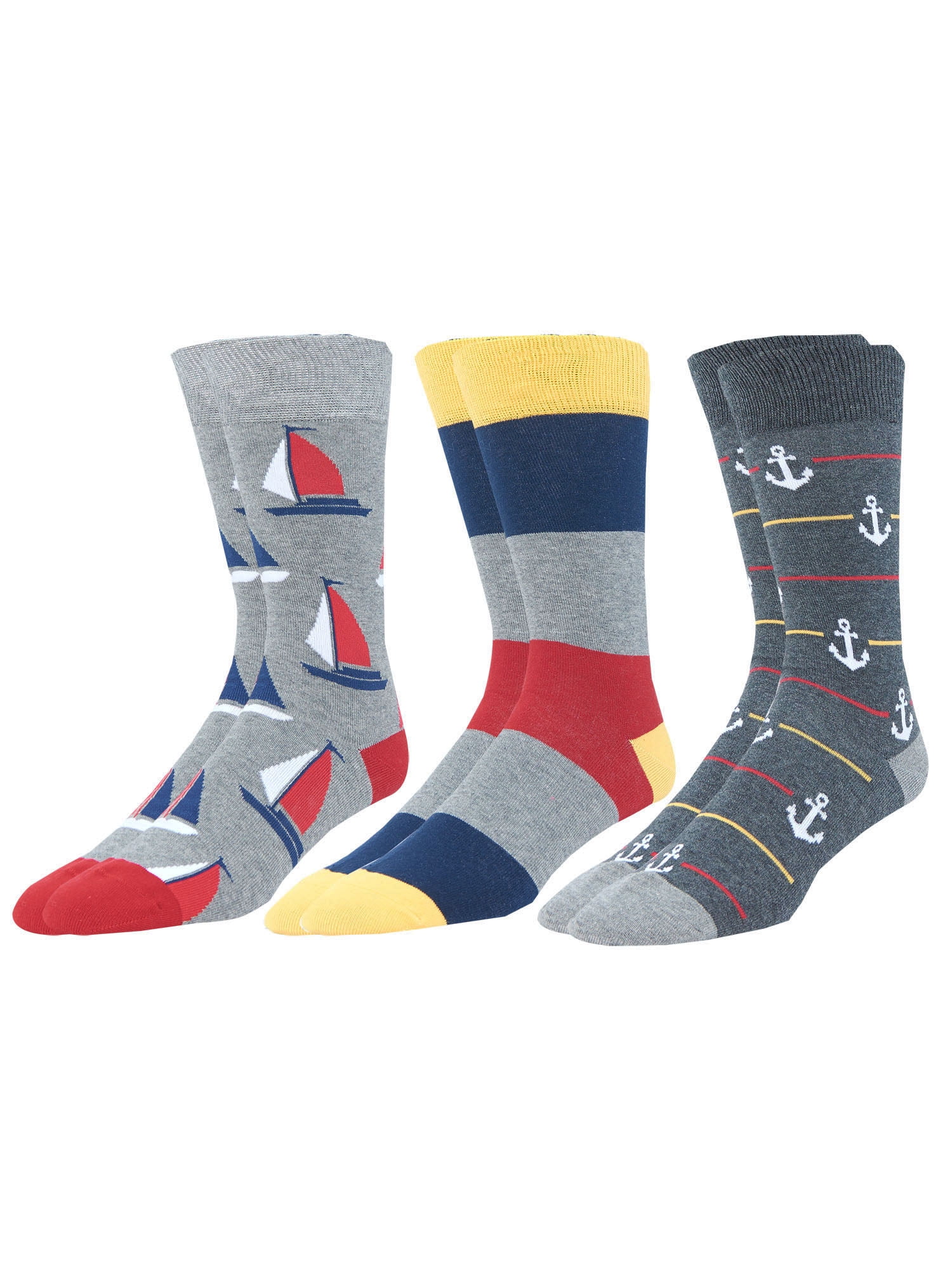 George Men's Novelty Sailing Man Crew Socks, 3 Pack, 6-12 - Walmart.com