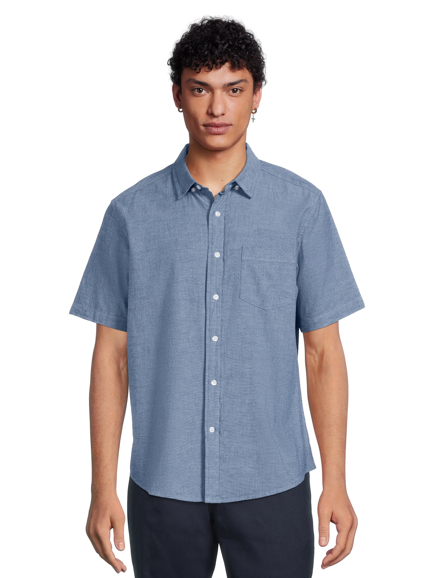 George Men’s Poplin Shirt with Short Sleeves - Walmart.com