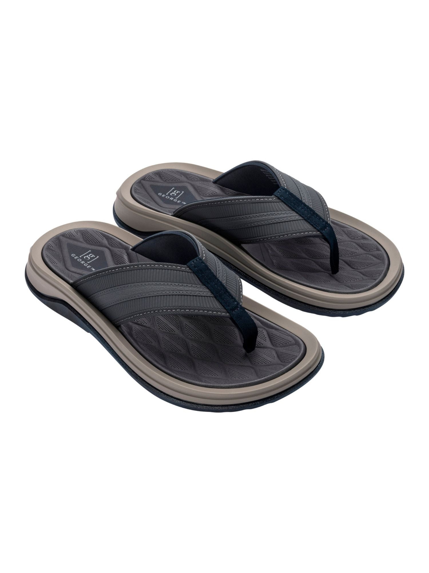 George Men's Casual Flip Flops Waterproof PVC Thong Sandals with Arch ...