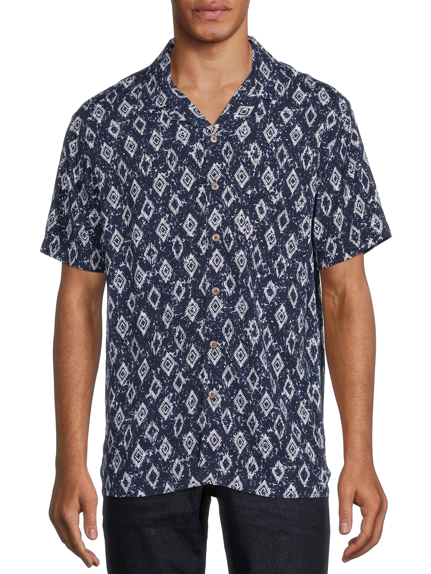 George men's Printed Button Front Shirt - Relaxed Fit - Walmart.com