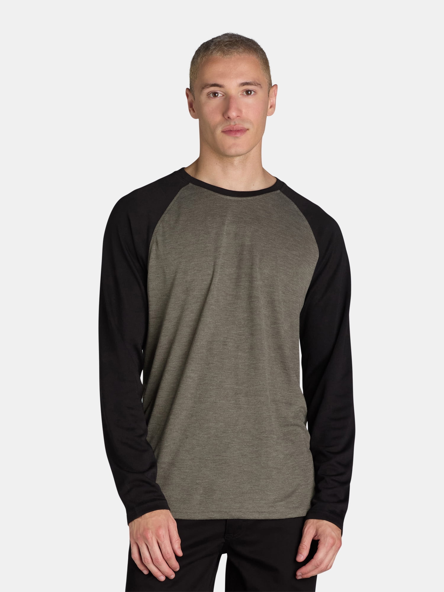 George Men's Raglan Crewneck Tee Long Sleeves, French Terry, Sizes S ...