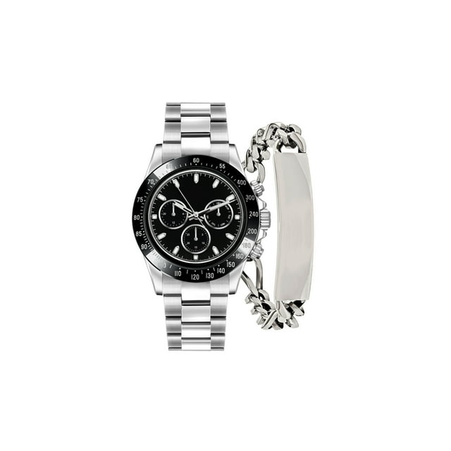 George Men's Round Silver Watch & Bracelet Set - Walmart.com