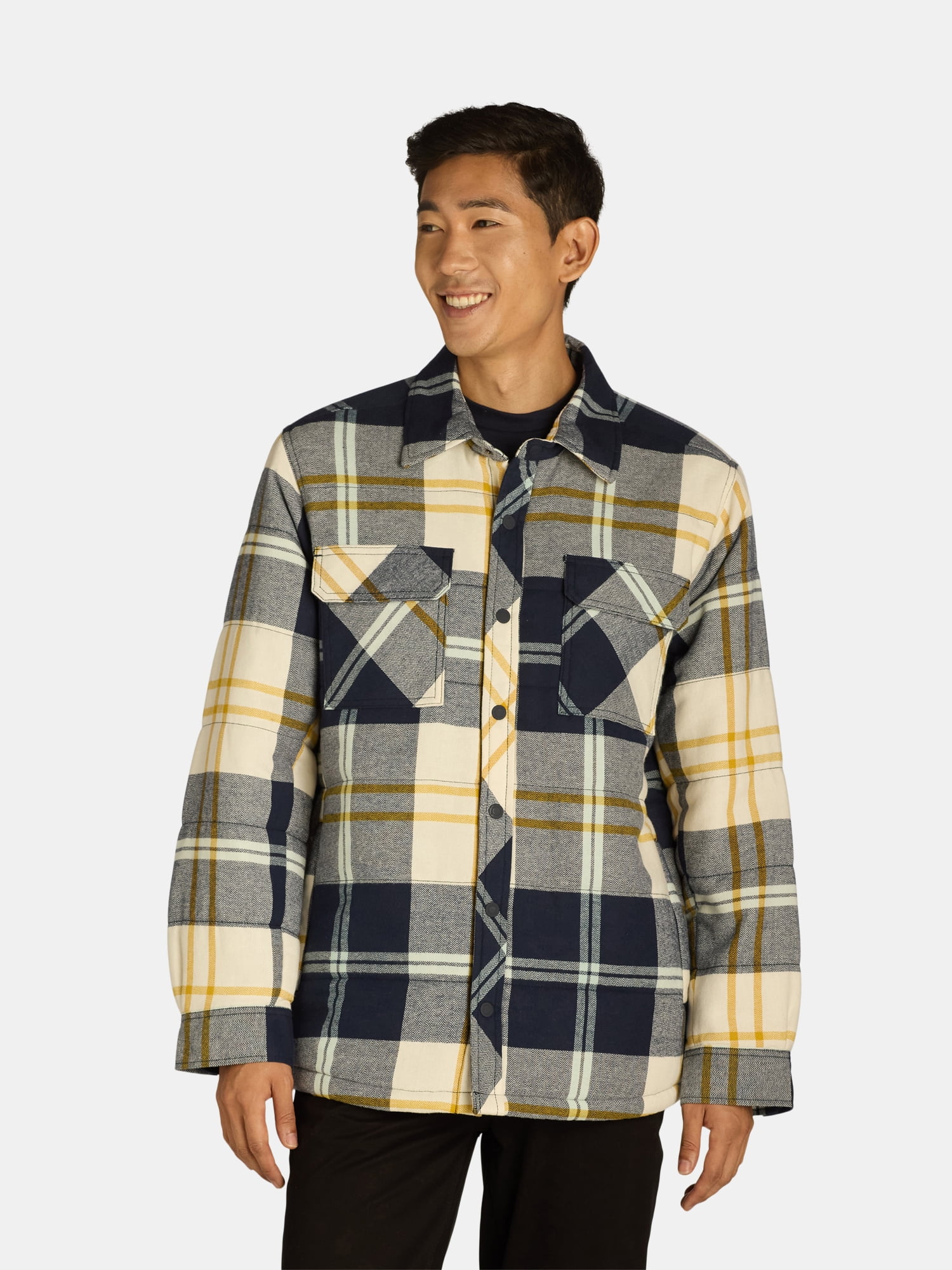 George Men's & Big Men's Fleece Lined Flannel Shirt Jacket, Sizes S-3XL ...