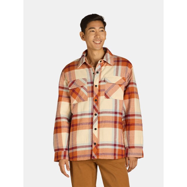 George Men's & Big Men's Fleece Lined Flannel Shirt Jacket, Sizes S-3XL ...