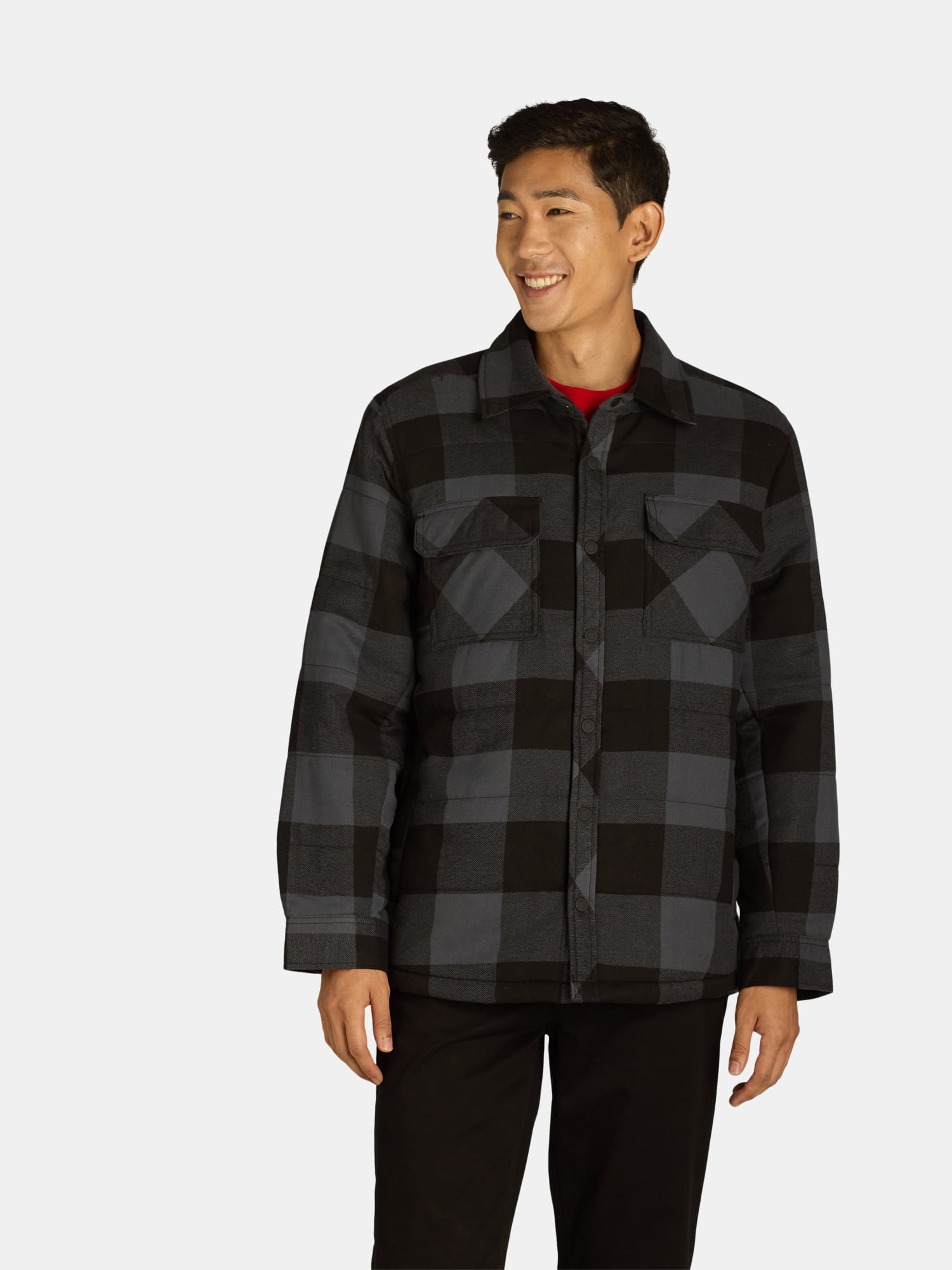 George Men's & Big Men's Fleece Lined Flannel Shirt Jacket, Sizes S-3XL ...