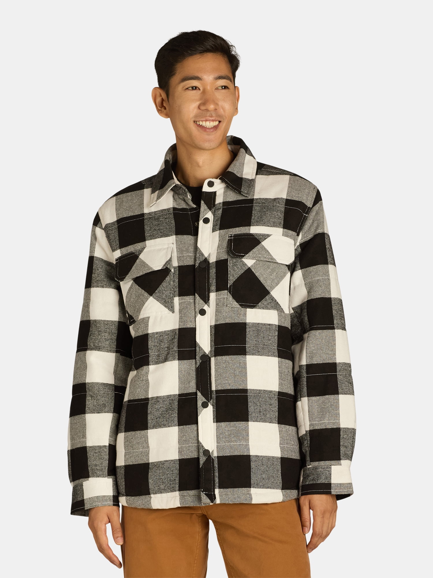 George Men's & Big Men's Fleece Lined Flannel Shirt Jacket, Sizes S-3XL ...