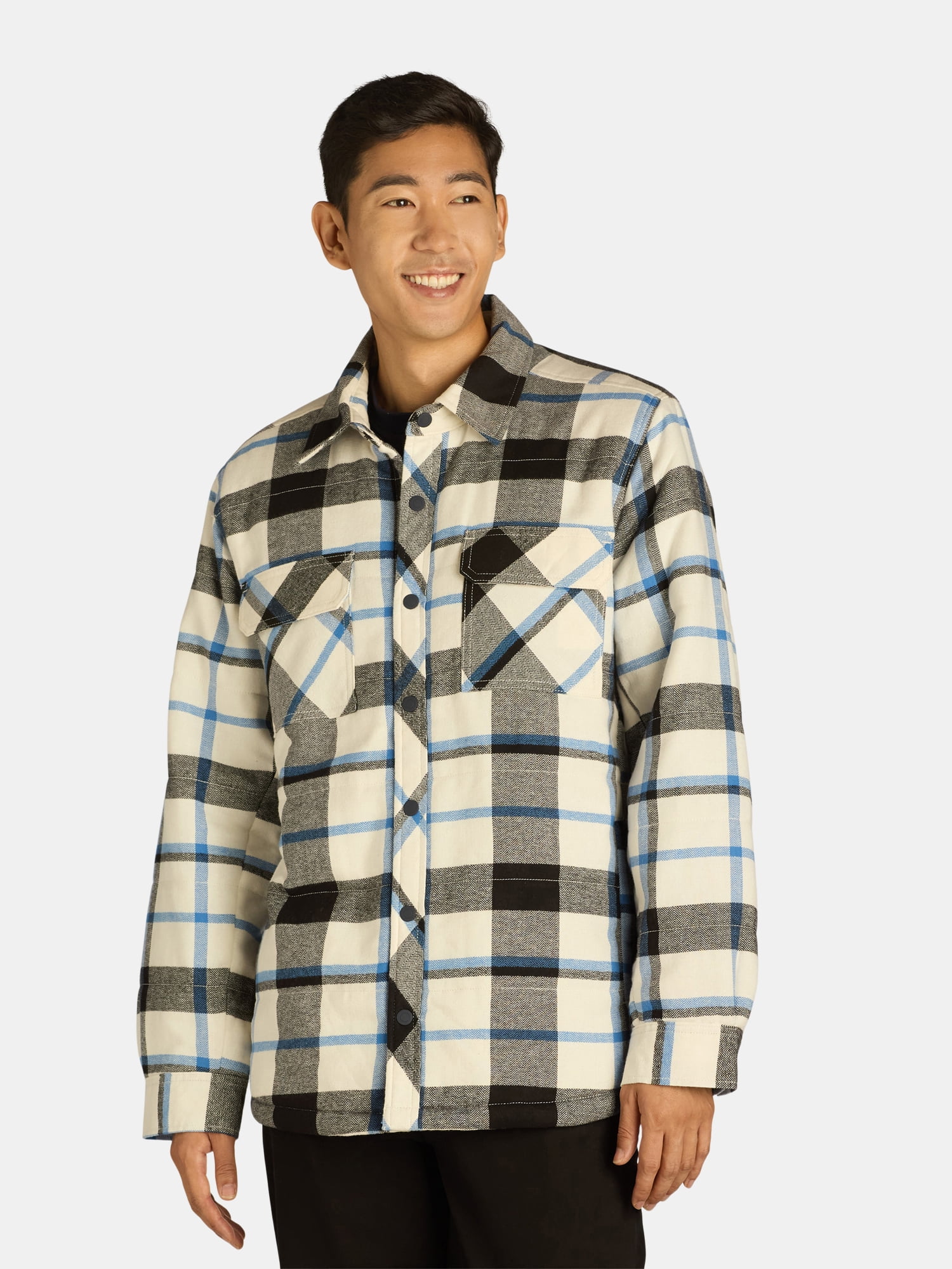 George Men's & Big Men's Fleece Lined Flannel Shirt Jacket, Sizes S-3XL ...
