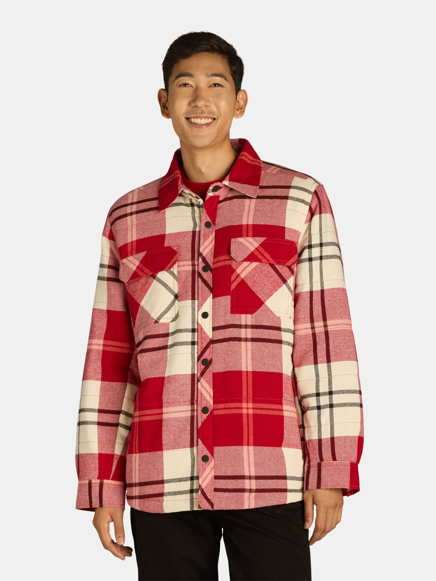 George Men's & Big Men's Fleece Lined Flannel Shirt Jacket, Sizes S-3XL ...