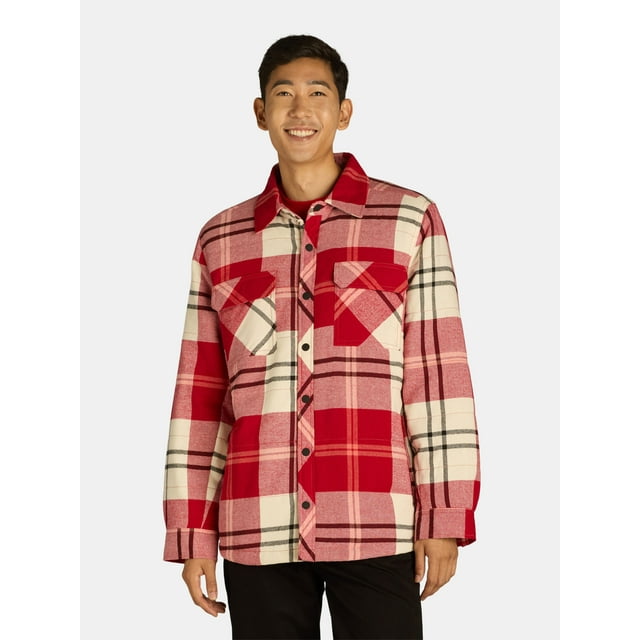 George Men's & Big Men's Fleece Lined Flannel Shirt Jacket, Sizes S-3XL ...