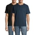 George Mens Short Sleeve Textured Henley 2 Pack