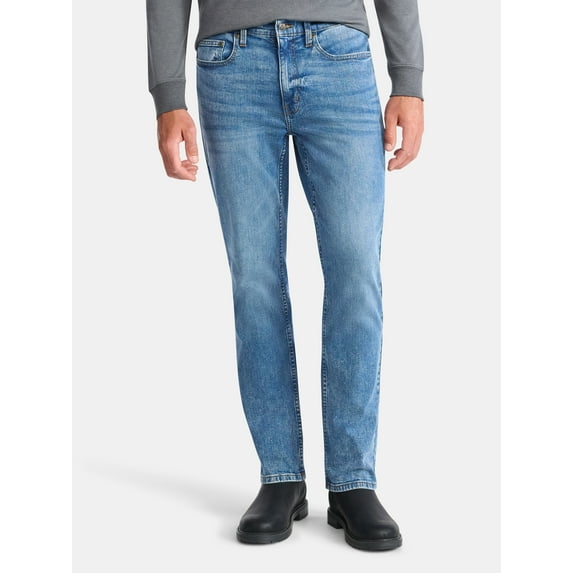 George Men's Straight Fit Jeans with Stretch Sizes 29-56 Mid Rise ...