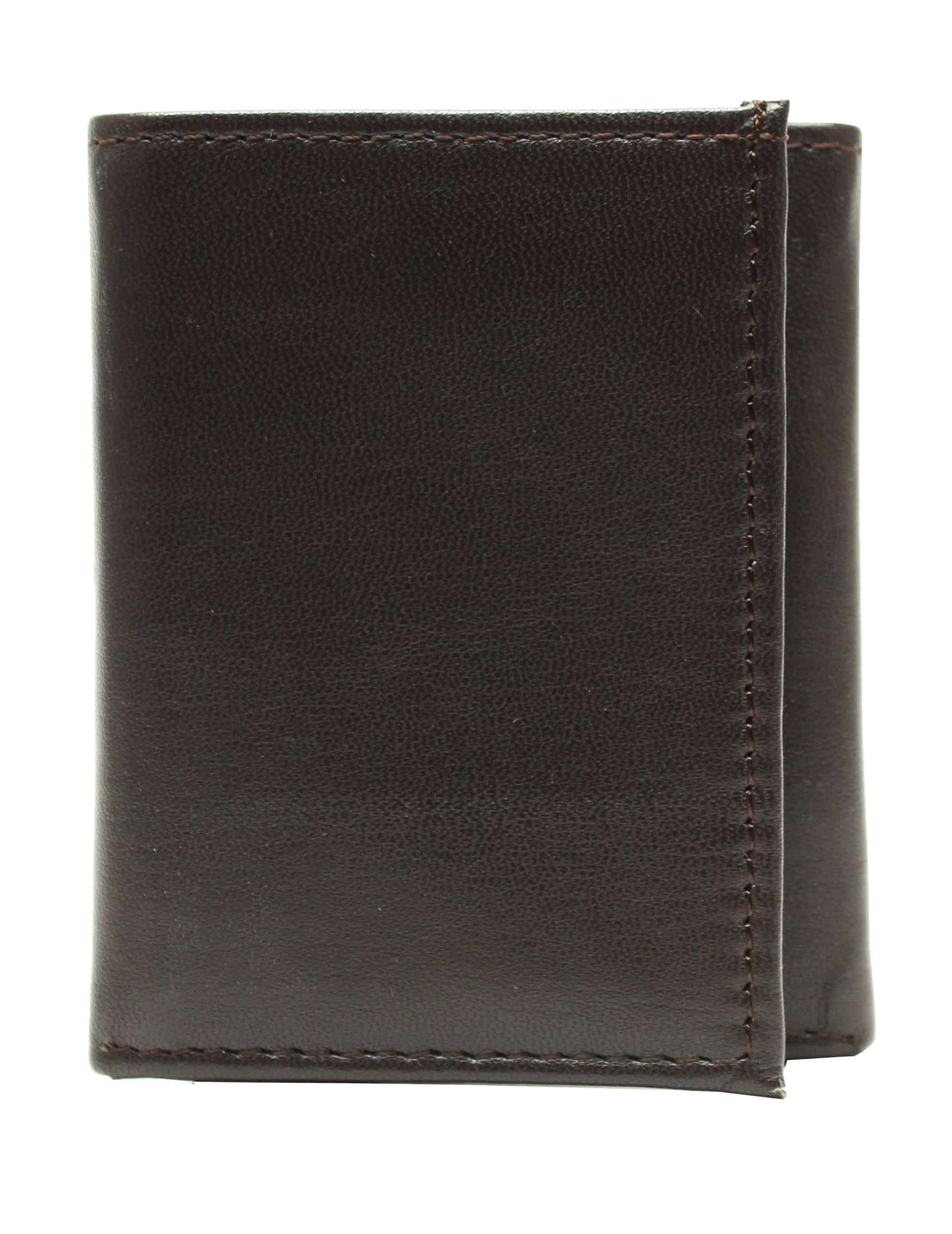 George Men's Trifold Wallet Brown Leather with Credit Card Slots and ...