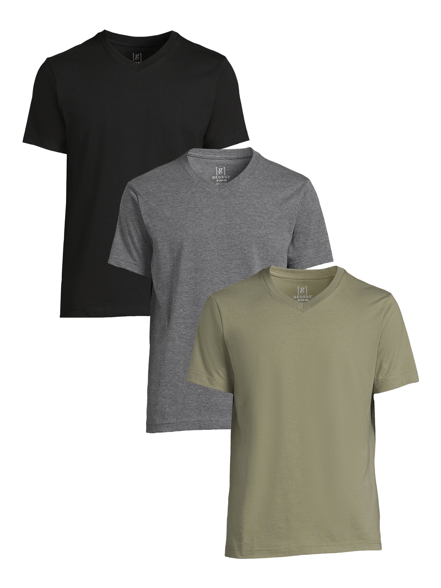 George Men's V-Neck Tees with Short Sleeves, 3-Pack - Walmart.com