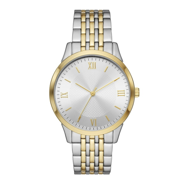 George Men's Watch: 2 Tone Gold Silver Case, Gold Bezel, Silver Sunray ...