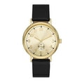 George Men's Gold Tone Watch with Black Vegan Leather Band, Champagne ...