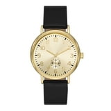 George Men's Gold Tone Watch with Black Vegan Leather Band, Champagne ...