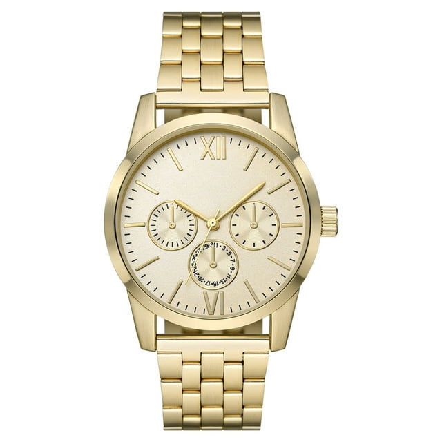 George Men's Watch with Brush Gold Round Case, Gold Dial and Brush Gold ...