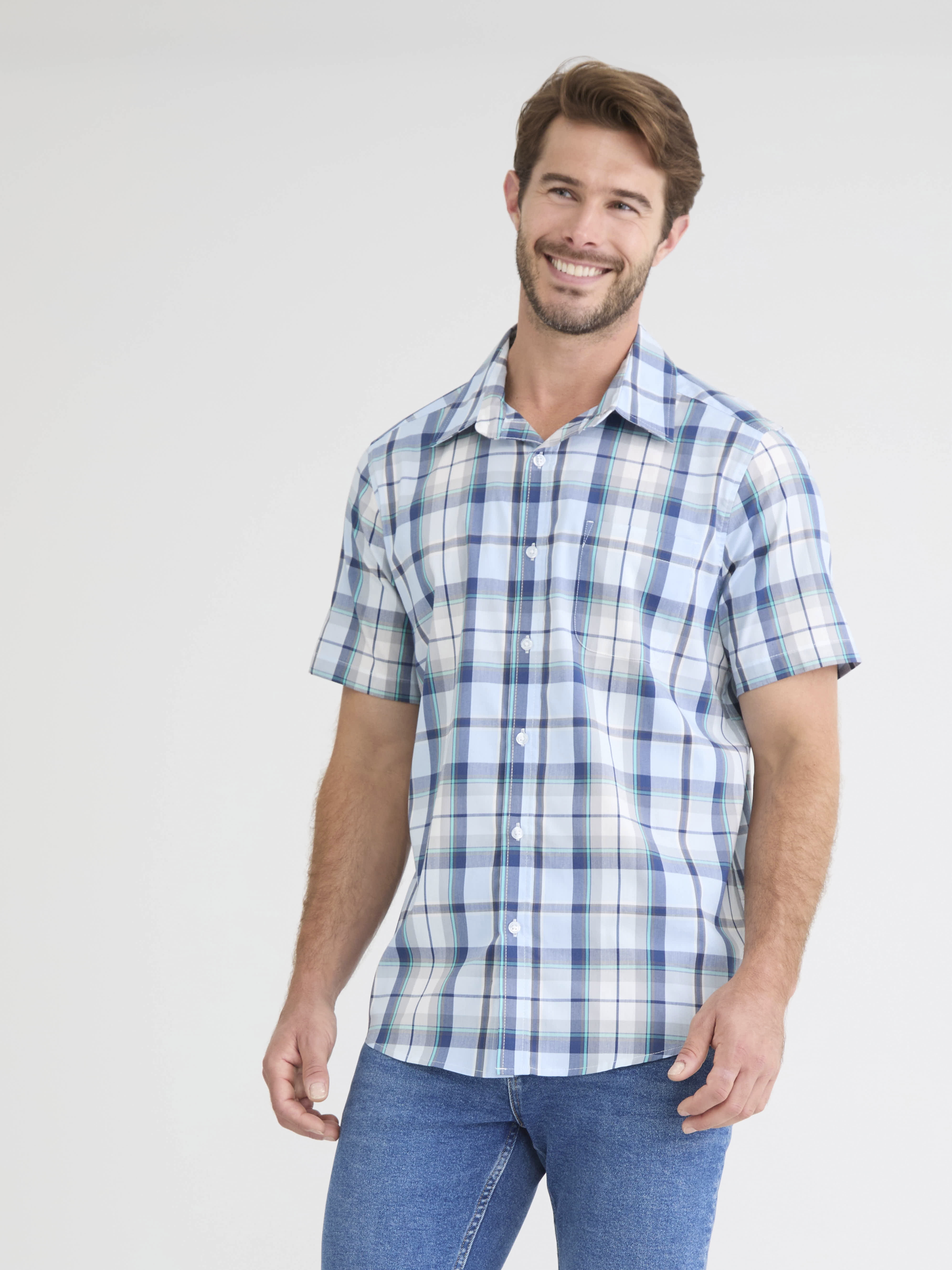 George Men's Short Sleeve Button Up Commuter Shirt sizes S-3XL ...