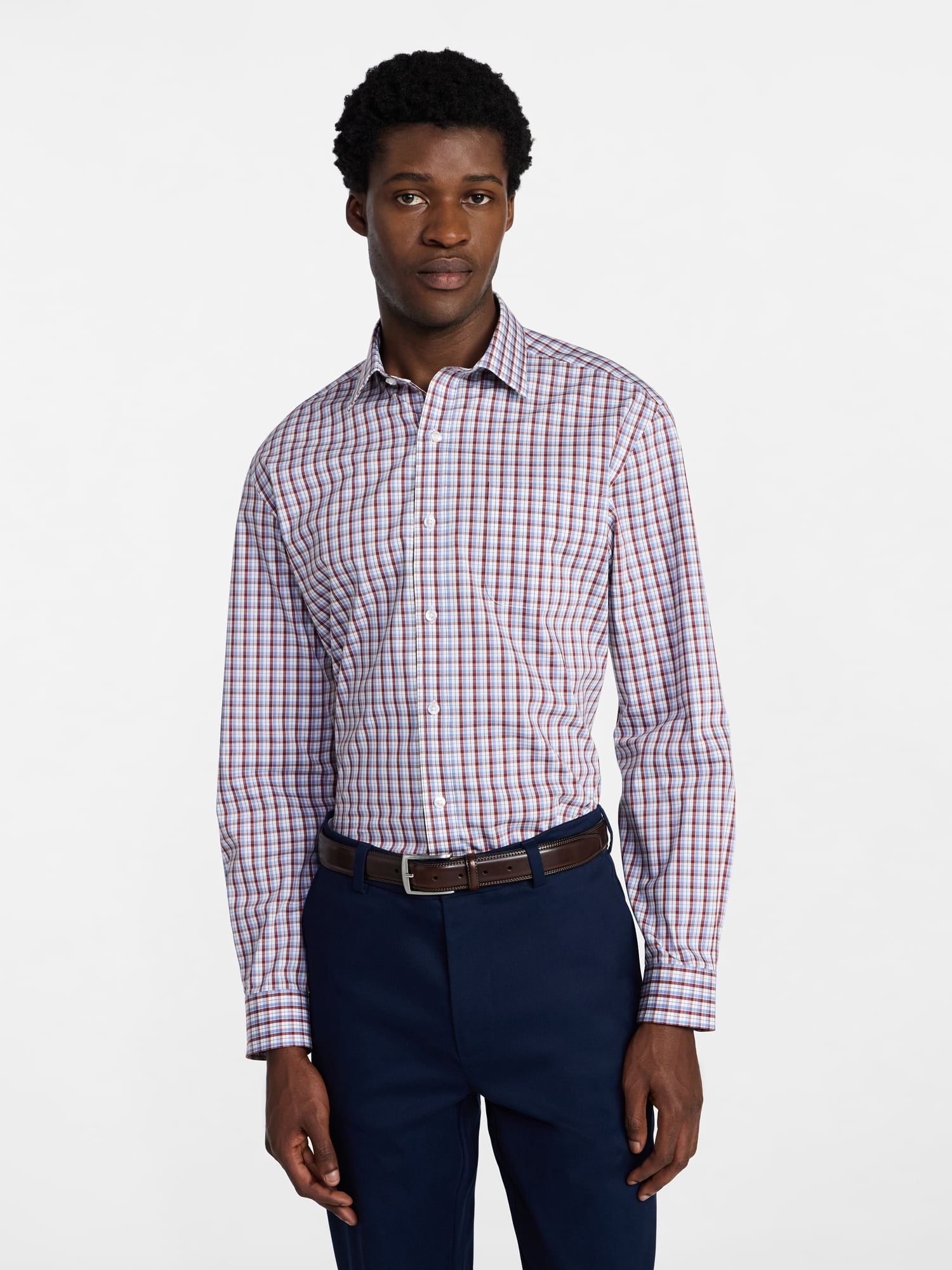 George Men's and Big Men's Classic Dress Shirt with Long Sleeves, Sizes ...