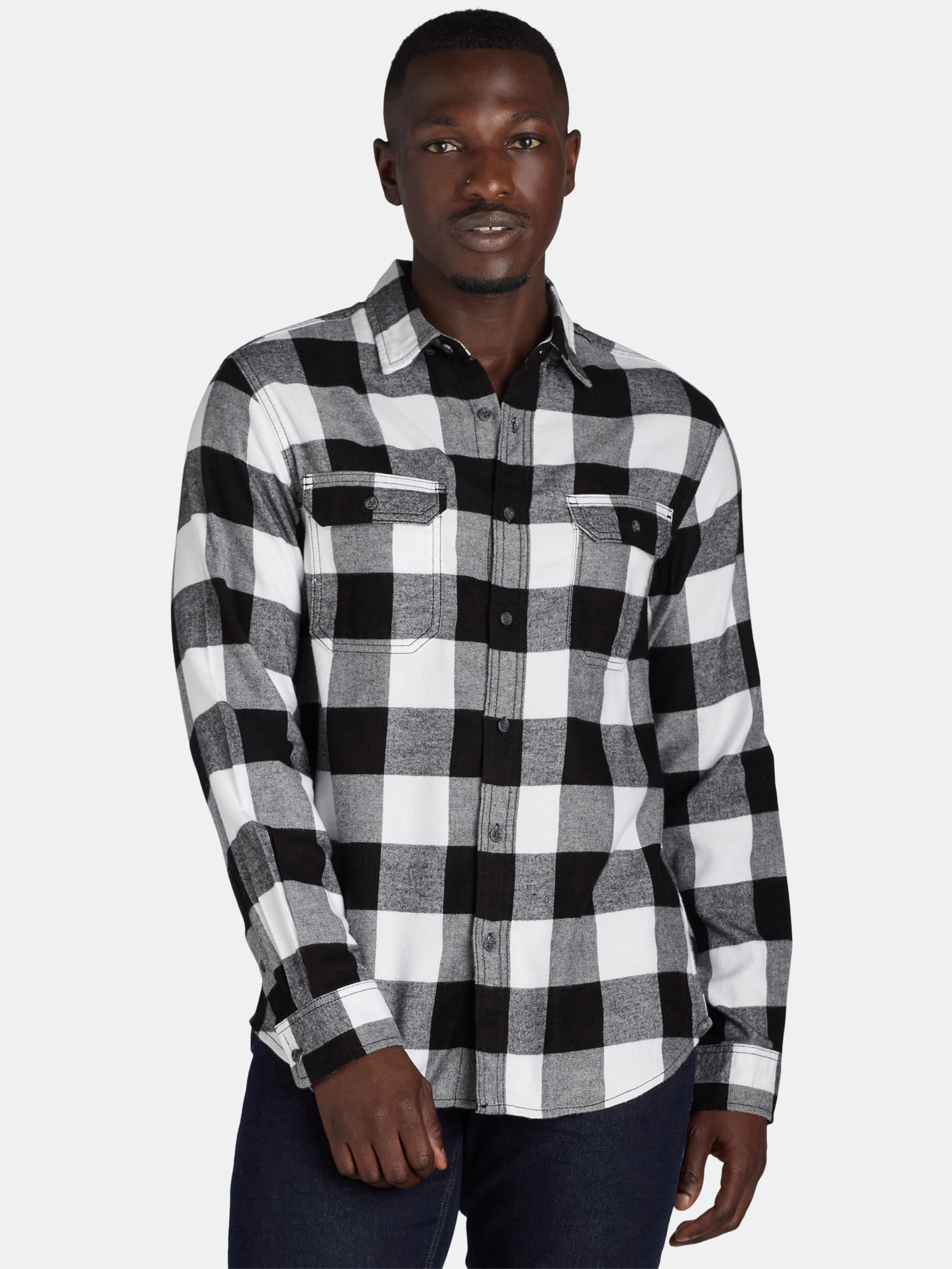 George men's Flannel Shirt - Brushed Twill - XS-3XLT - Walmart.com