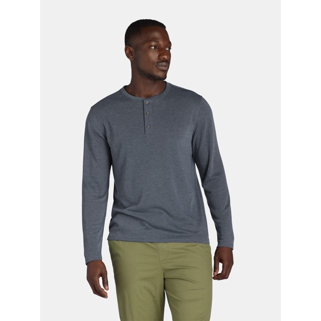 George Men's and Big Men's Henley Tee with Long Sleeves, Sizes S-3XL ...