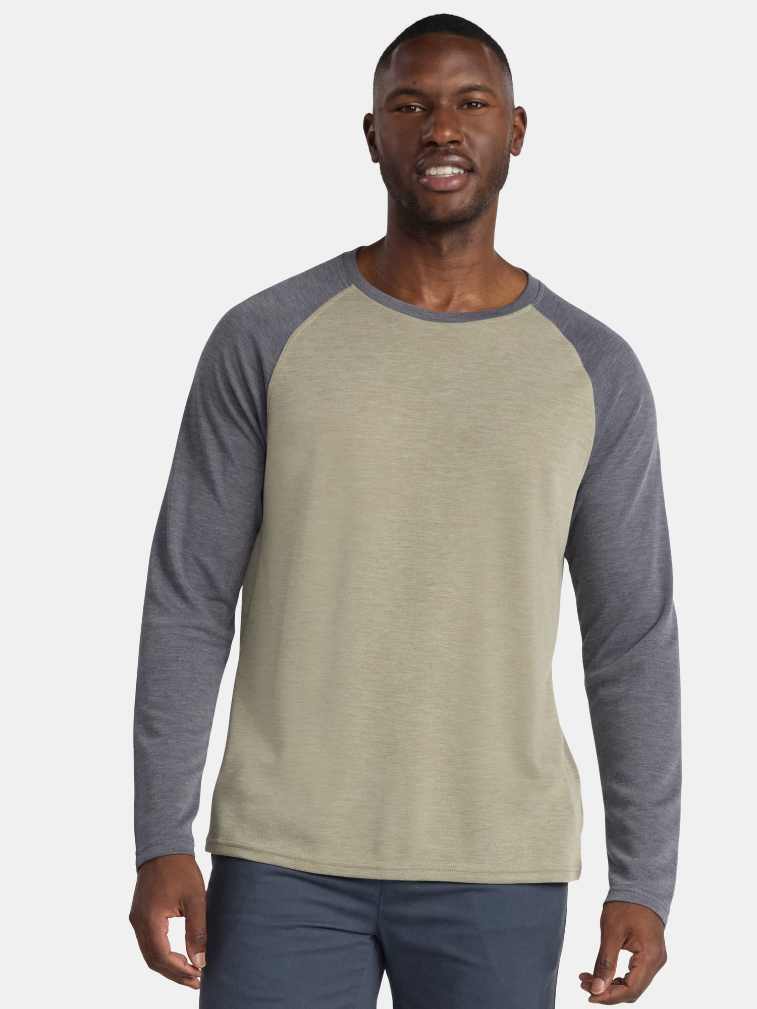 George Men's and Big Men's Raglan Tee with Long Sleeves, Sizes S-3XL ...