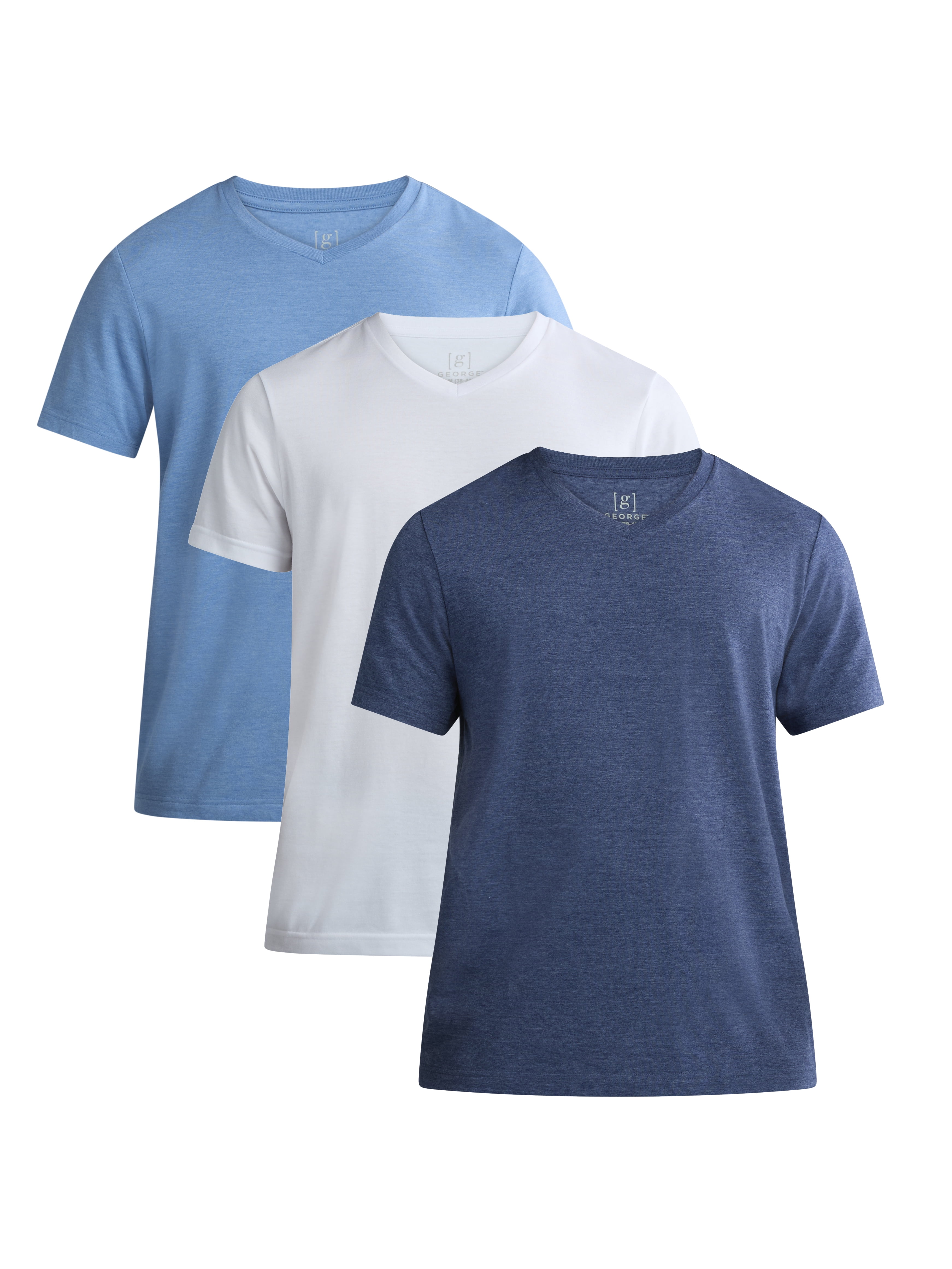 George Men's Lightweight V Neck Short Sleeve Tees 3-Pack, Sizes XS-3XL ...