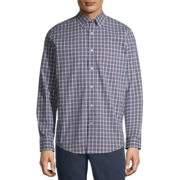 George Men's and Big Men's Long Sleeve Stretch Poplin Shirt, Sizes up ...