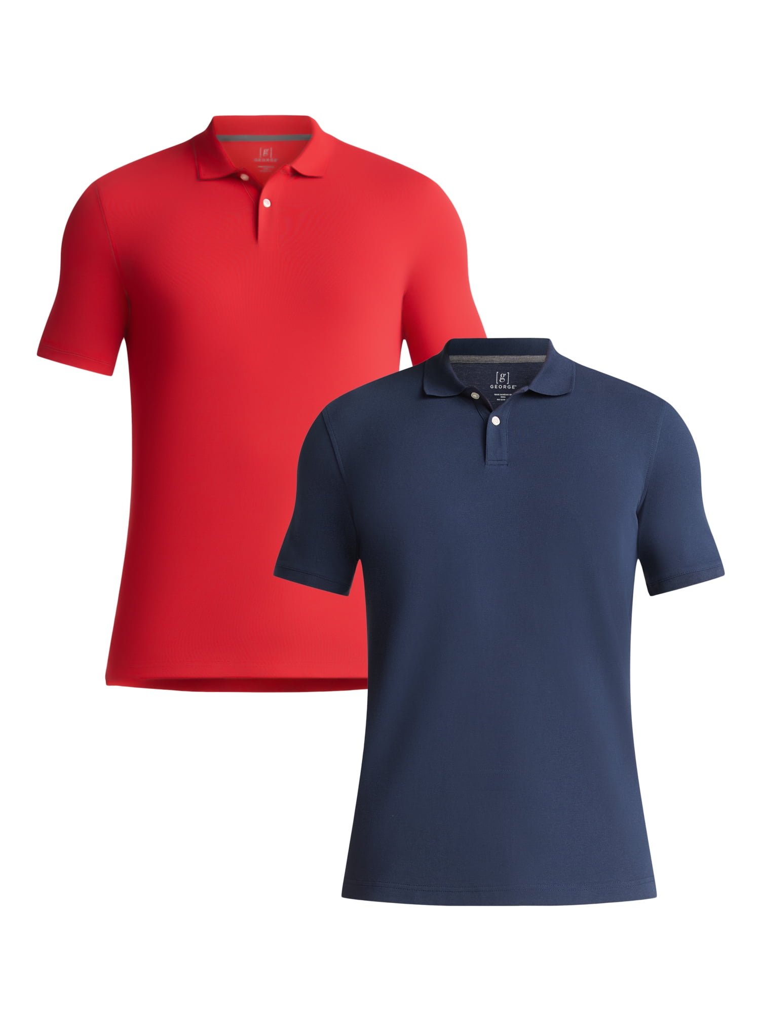 George Men's & Big Men's Active Fit 2-Pack Pique Polo Shirt, Sizes XS ...