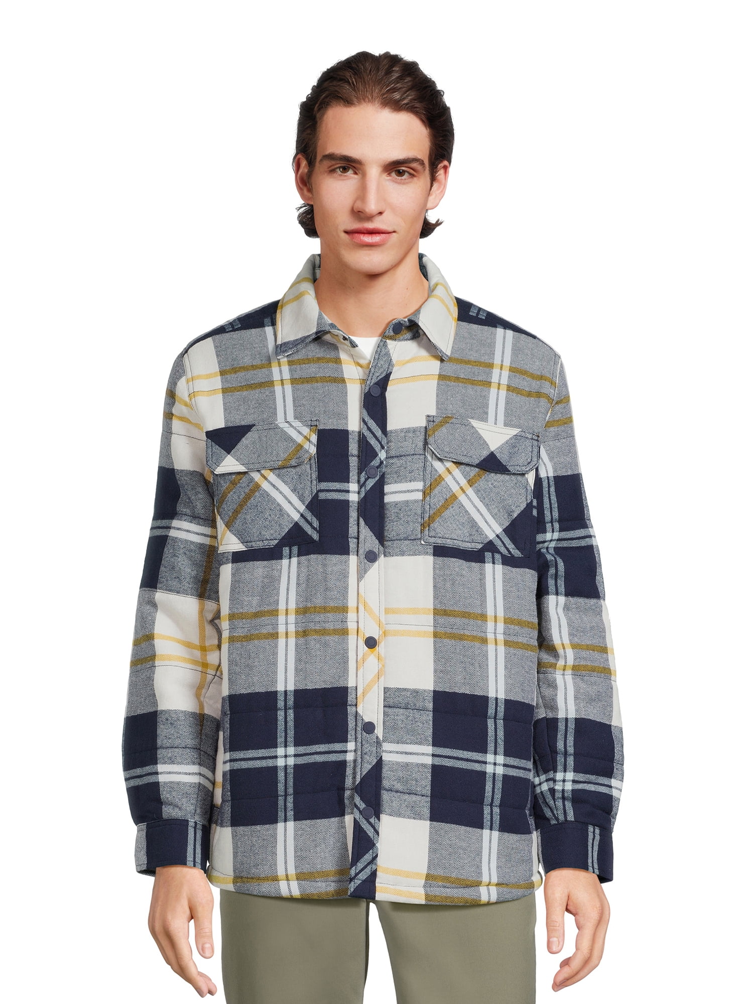 George Men's and Big Men's Plaid Flannel Shacket, Sizes S-3XL - Walmart.com