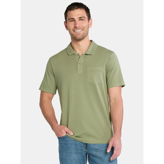 George Men's and Big Men's Sunwashed Cotton Polo Shirt with Short ...