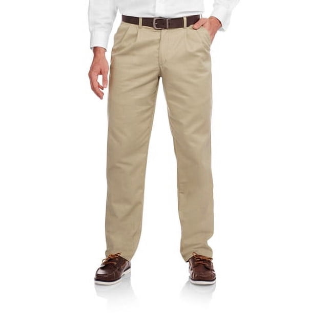 George Men's and Big Men's Wrinkle Resistant Pleated Twill Pants ...