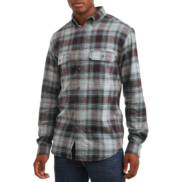 George Men's and Big & Tall Long Sleeve Flannel Shirt, up to Size 3Xlt ...