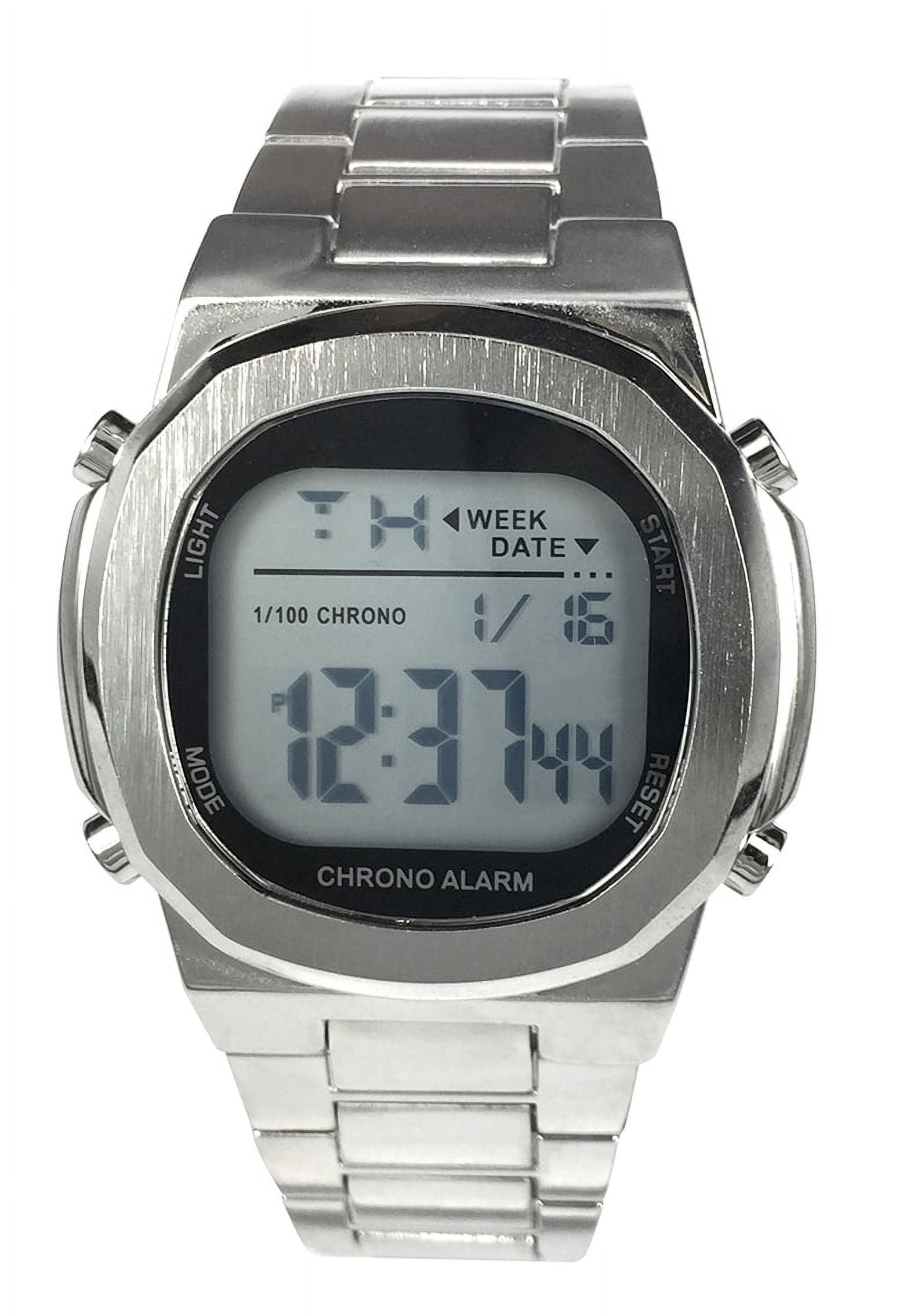 George Men's Digital Silver Plated Wristwatch with Alarm Stopwatch ...