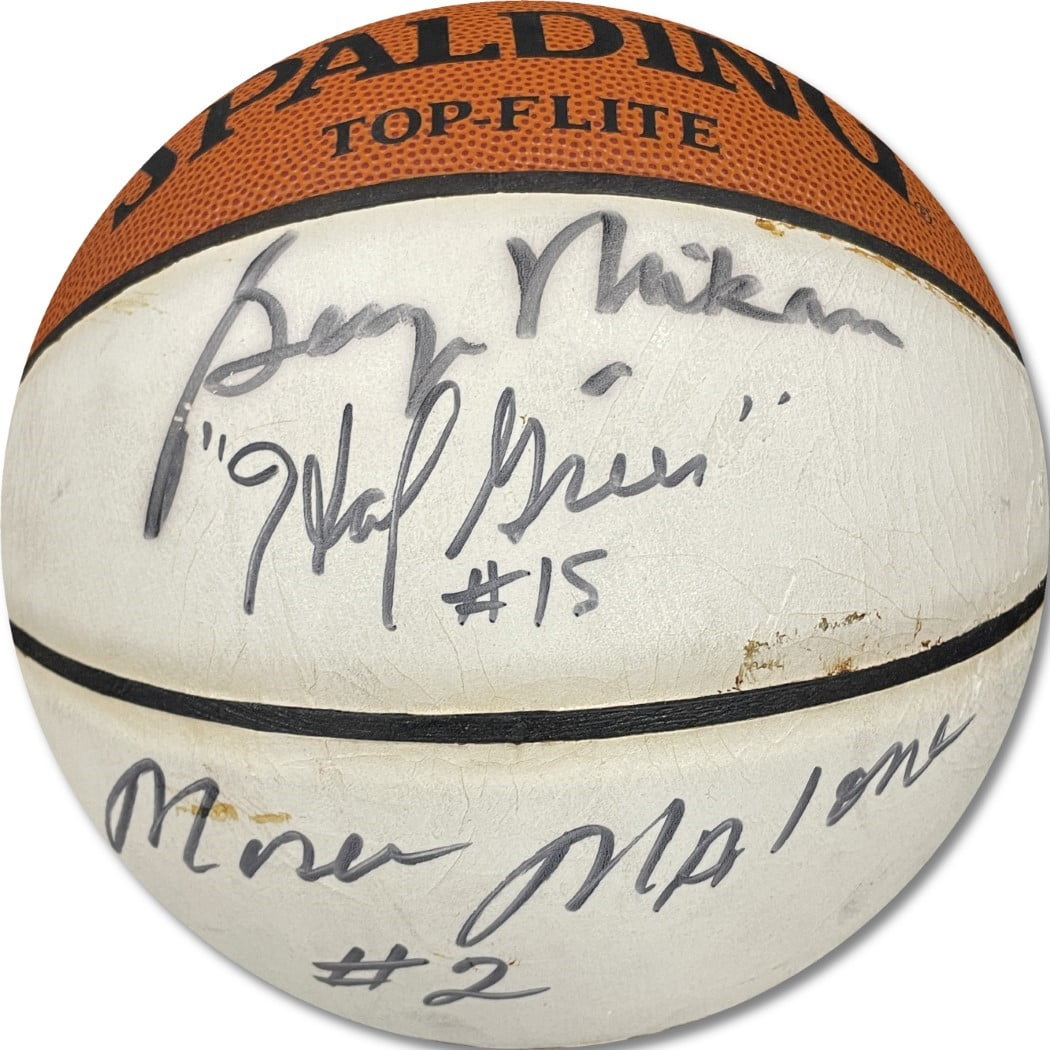 George Mikan Moses Malone +4 Signed Autographed Basketball Legends JSA ...