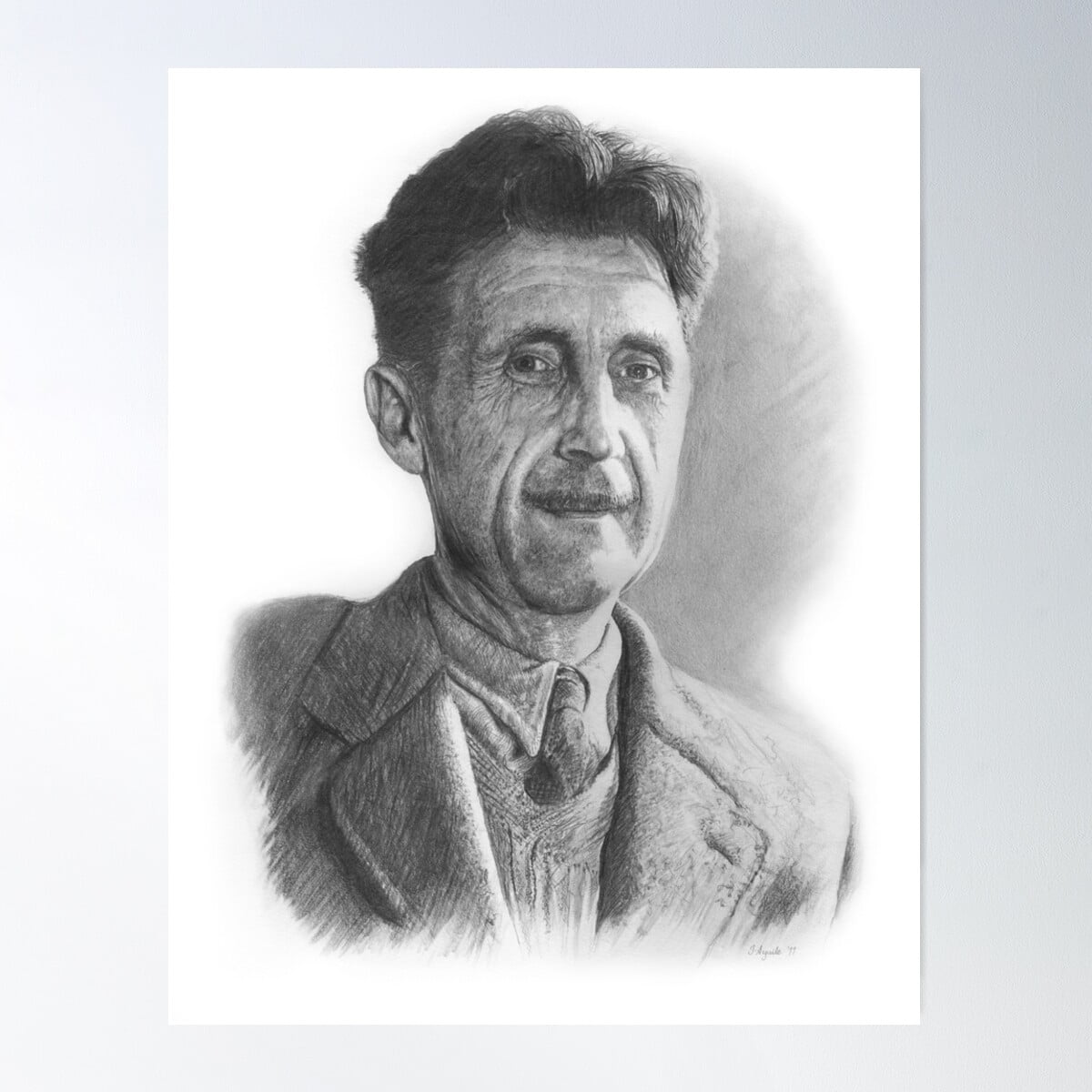 George Orwell Pencil Drawing Poster Wall Art, Modern Wall Decor For ...