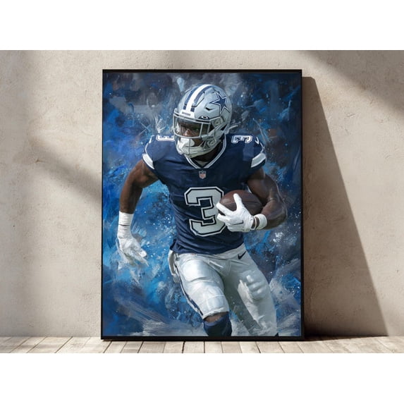 George Pickens Dallas Cowboys Inspired Oil Painting Featuring Bold ...
