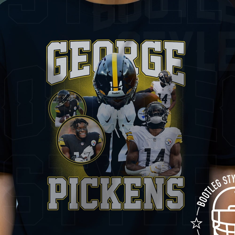 George Pickens Football T-Shirt – 90s Bootleg Style Pittsburgh Retro ...