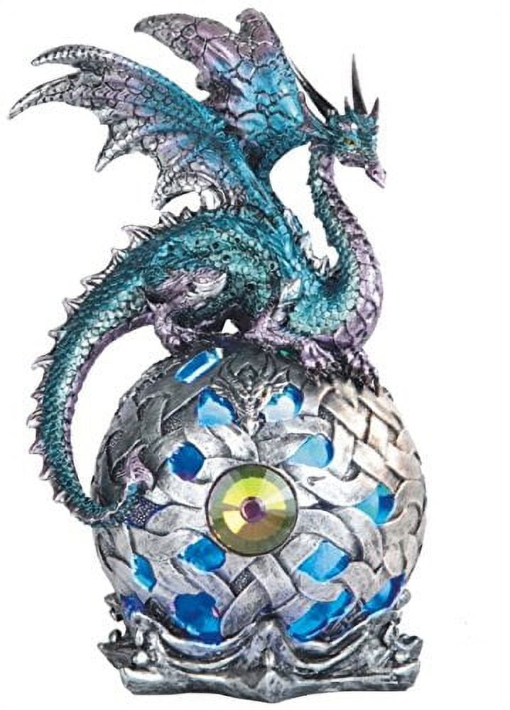 George S. Chen Dragon on Orb Statue 8.25 inches Garden Statue Led Light ...
