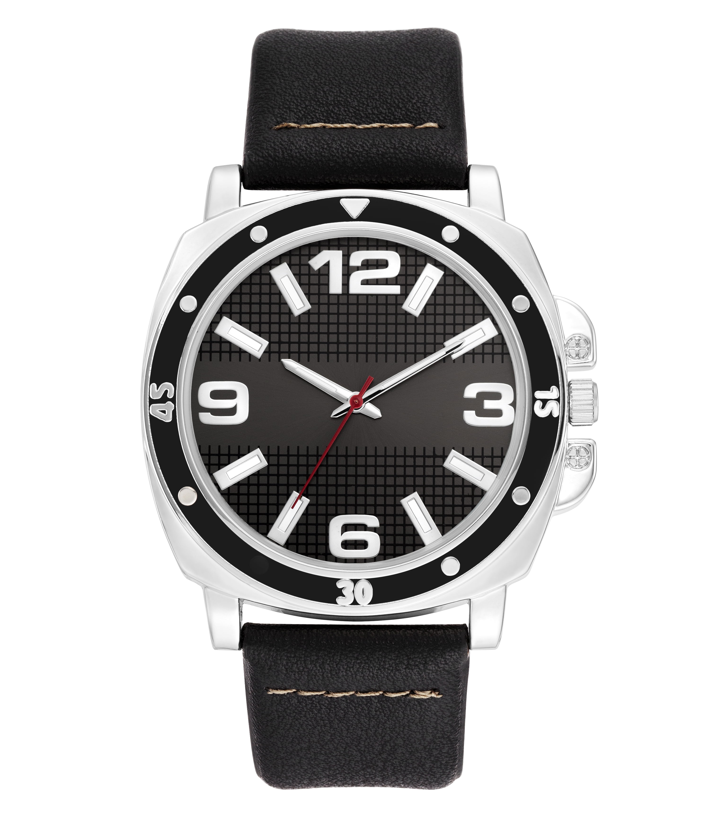 George Silver Tone Case Leather Strap Men's Analog Watch - Walmart.com