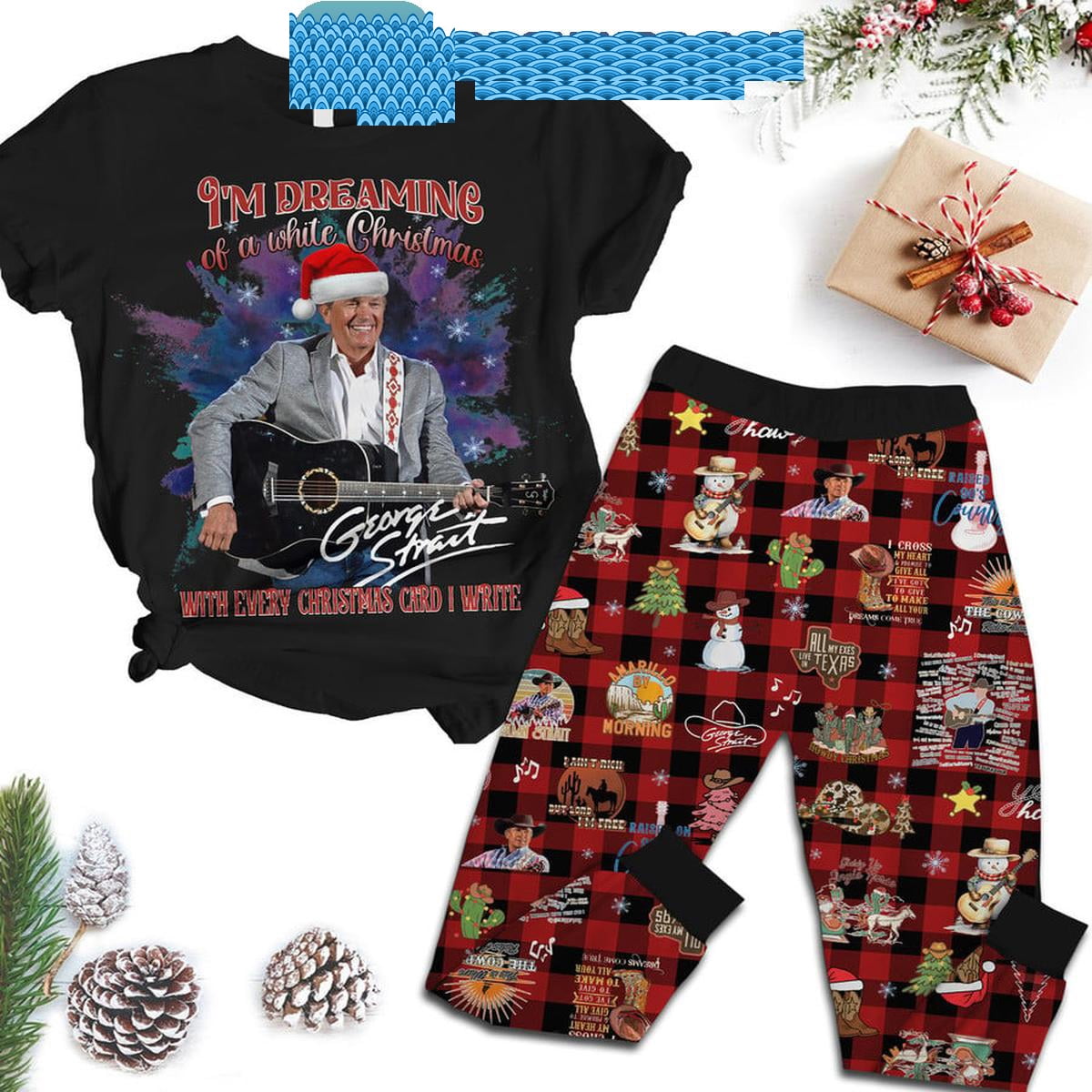 George Strait Im Dreaming Of A White Christmas 2024 Pajamas Set Short ...
